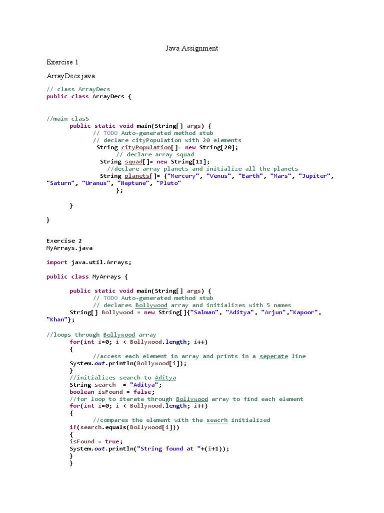 Java Assignment | PDF | Planets | String (Computer Science) Java Assignment | PDF | Planets | String (Computer Science)