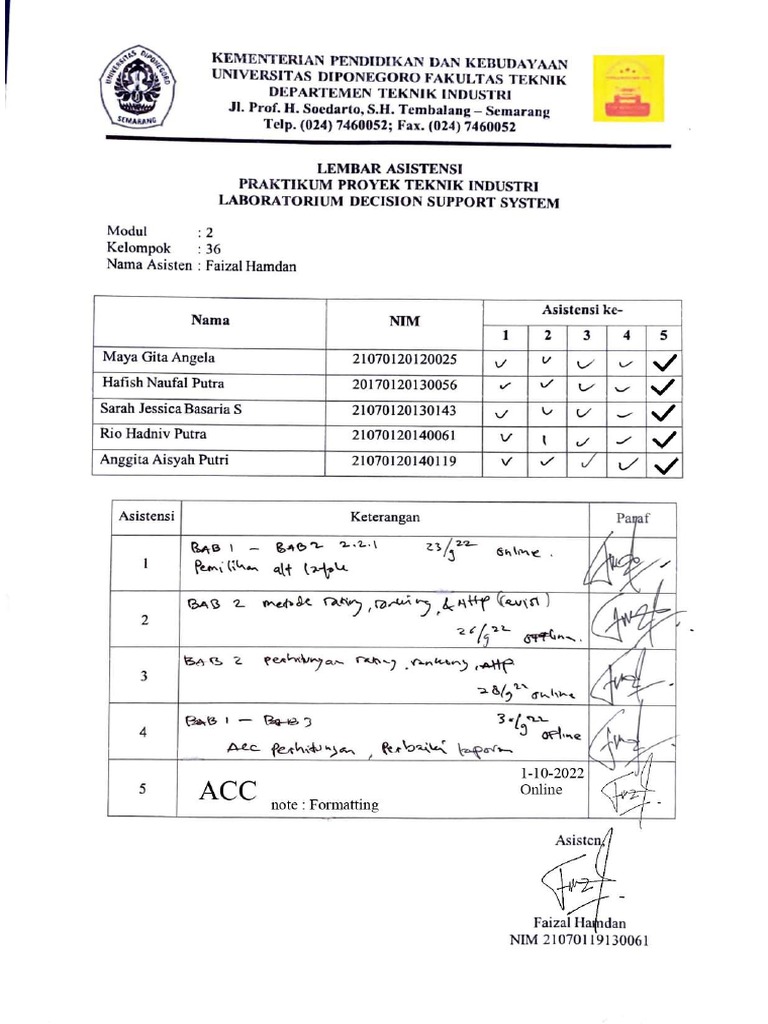 Lembar Asis Kelompok 36 - Signed | PDF