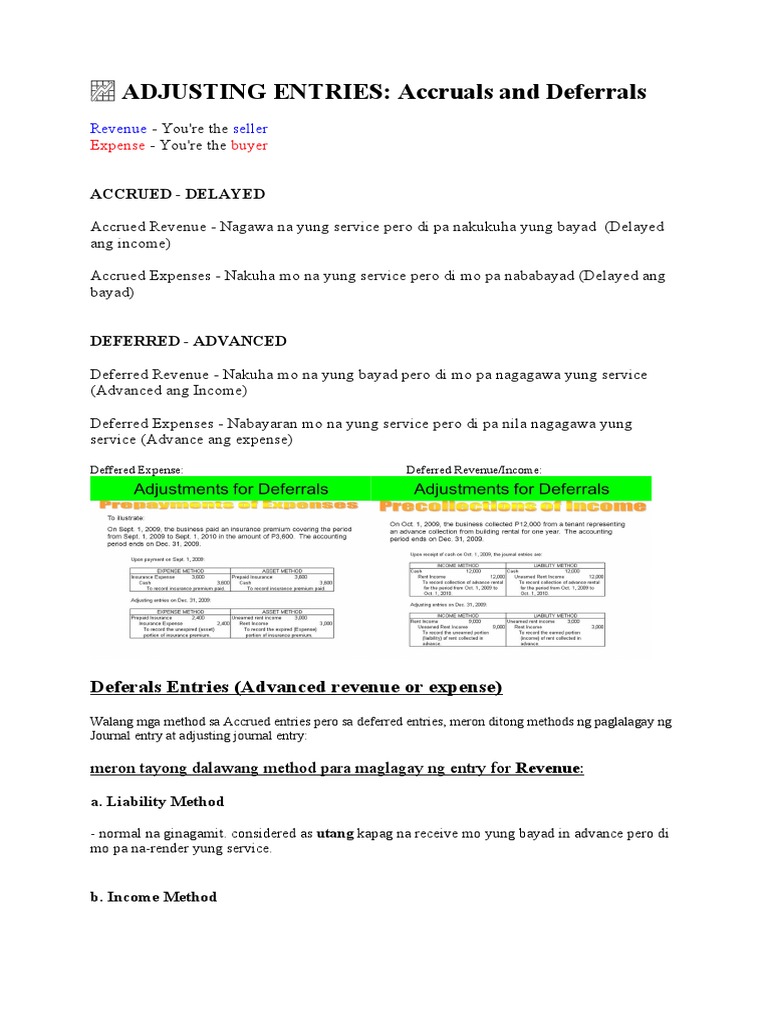 Adjusting Entries: Accruals & Deferrals | PDF | Deferral | Expense