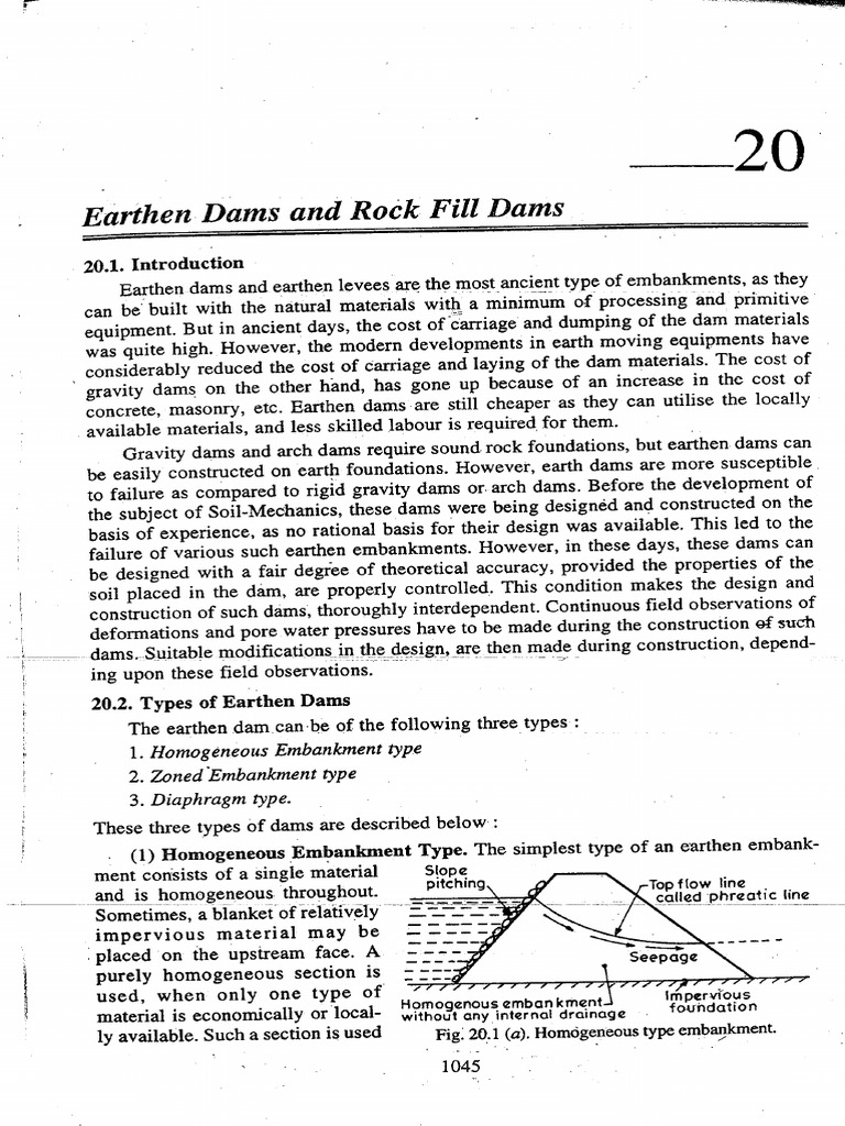 Chapter 20, Earthen Dams and Rock Fill Dams | PDF