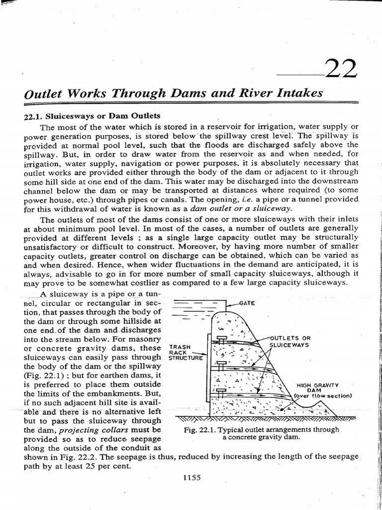 Chapter 22, Outlet Works Through Dams and River Intakes | PDF