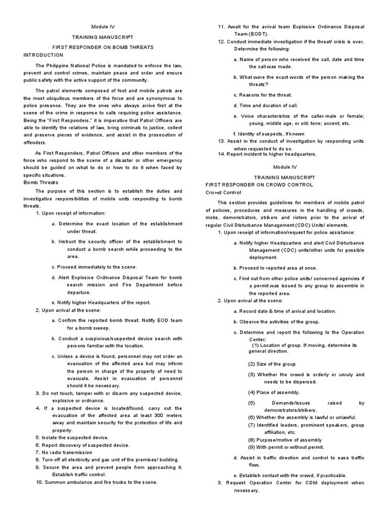 Training Manuscript | Download Free PDF | Handcuffs | Police