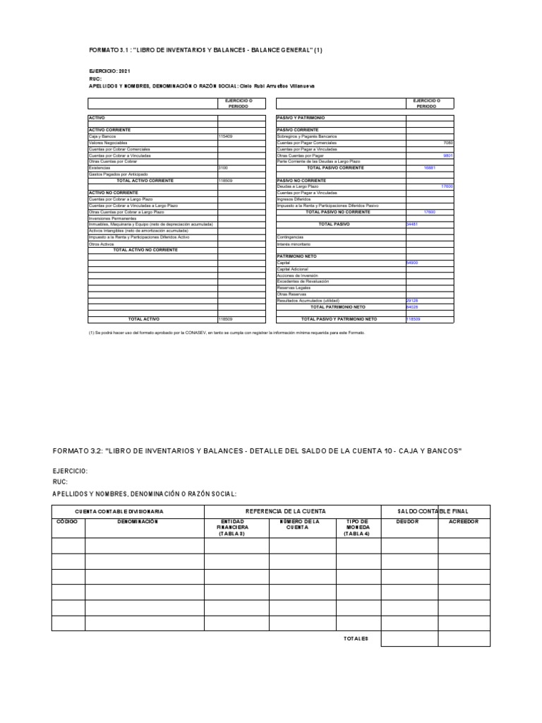 Formato-Balance General | PDF | Contabilidad | Compartir (Finanzas)