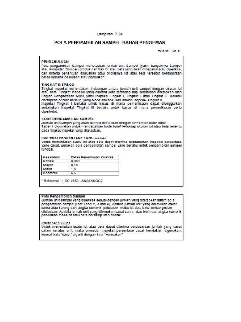 POLA PENGAMBILAN SAMPEL BAHAN PENGEMAS | PDF