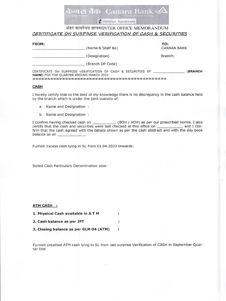 Surprise Verification of Cash and Sec-Format - 0001 | PDF