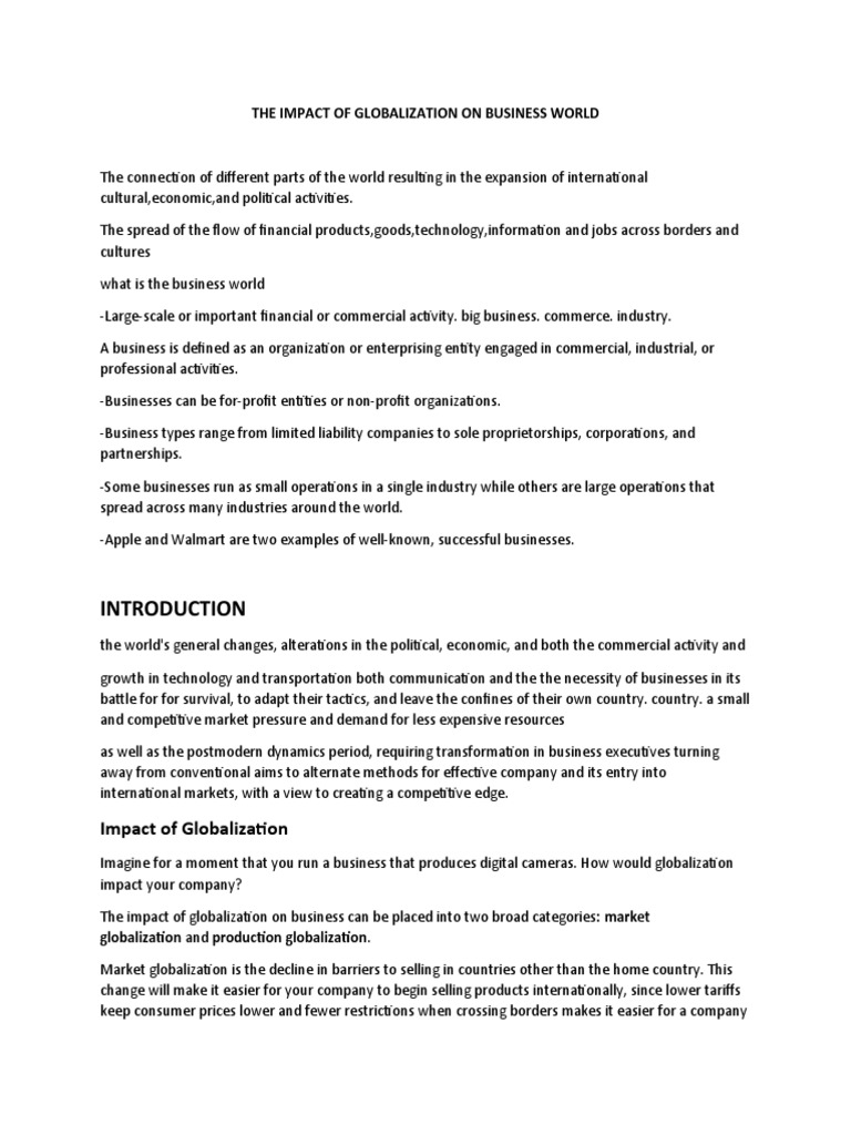 Ge3 The Impact of Globalization On BW | PDF | Globalization | Business