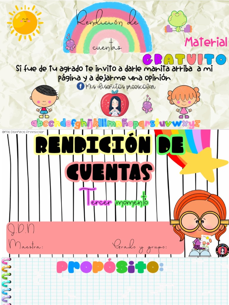 Rendición de Cuentas Gratuito - Mis Diseñitos Preescolar | PDF