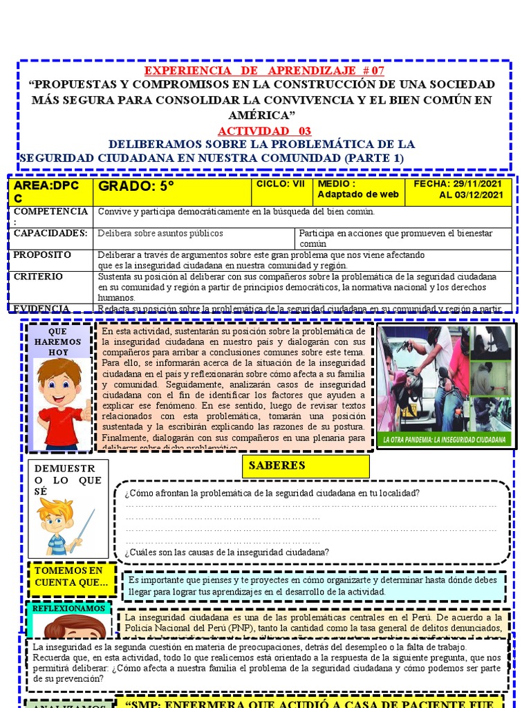 DPCC 5° Experiencia 7 Sesion 3 | PDF