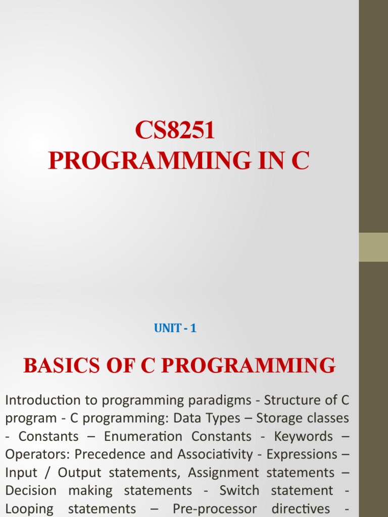 Basic Concepts of C Language | PDF | Programming | Computer Program