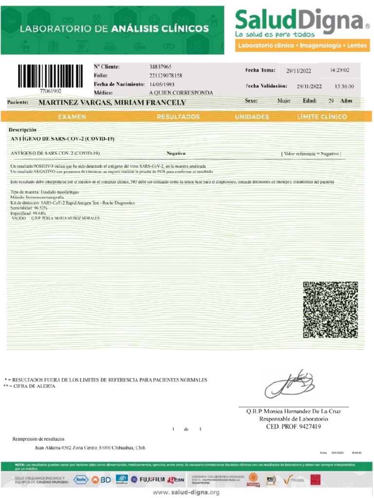 Salud Digna Resultados Sarscov19 | PDF