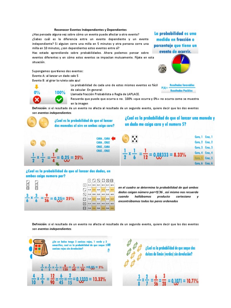 Reconocer Eventos Independientes y Dependientes | PDF | Probabilidad ...