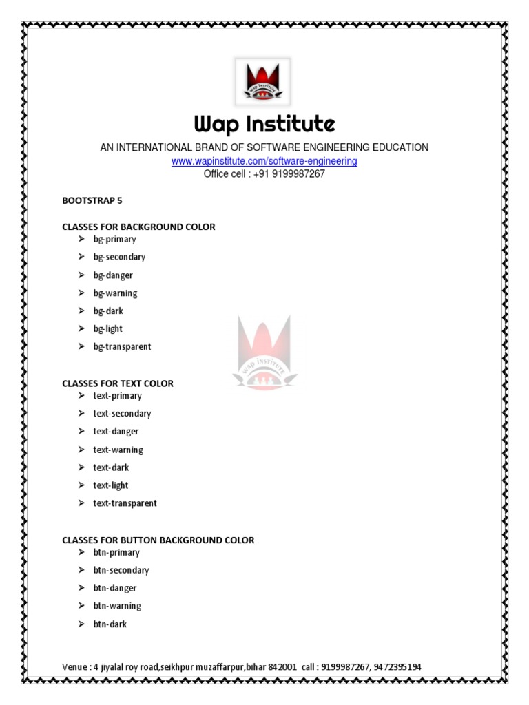 Bootstrap 5 Classes Guide | PDF