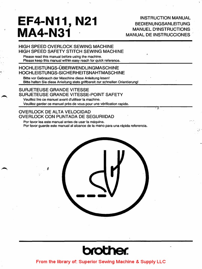 Brother EF4-N11, - N21 MA4-N31 Instruction Manual | PDF | Switch | Sewing Machine