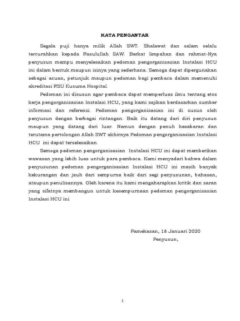 Pedoman Organisasi Instalasi HCU RSU | PDF | Kesehatan Holistik | Sains ...