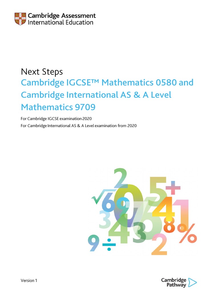 0580 IGCSE To 9709 AS&A Level Next Steps (For Examination From 2020 ...