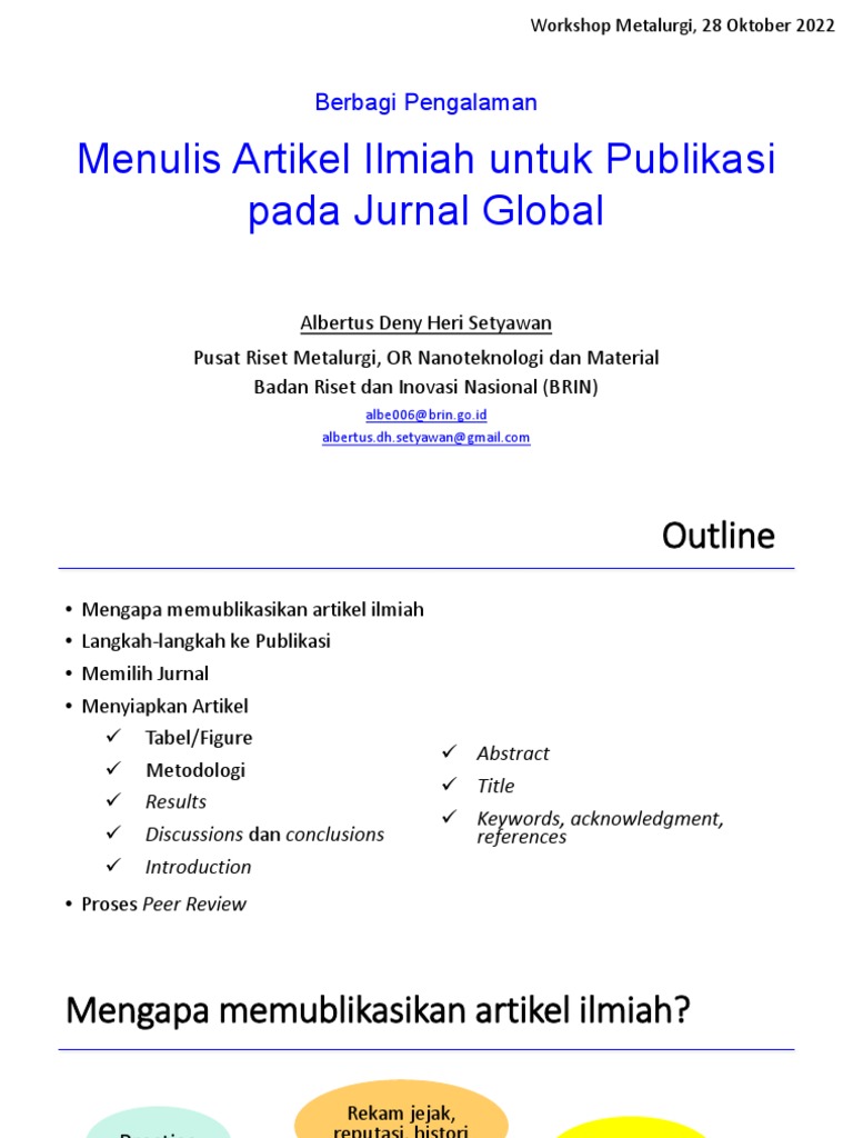 Menulis Artikel Ilmiah Untuk Publikasi Pada Jurnal Global (Albertus Deny Heri Setyawan, PHD) | PDF