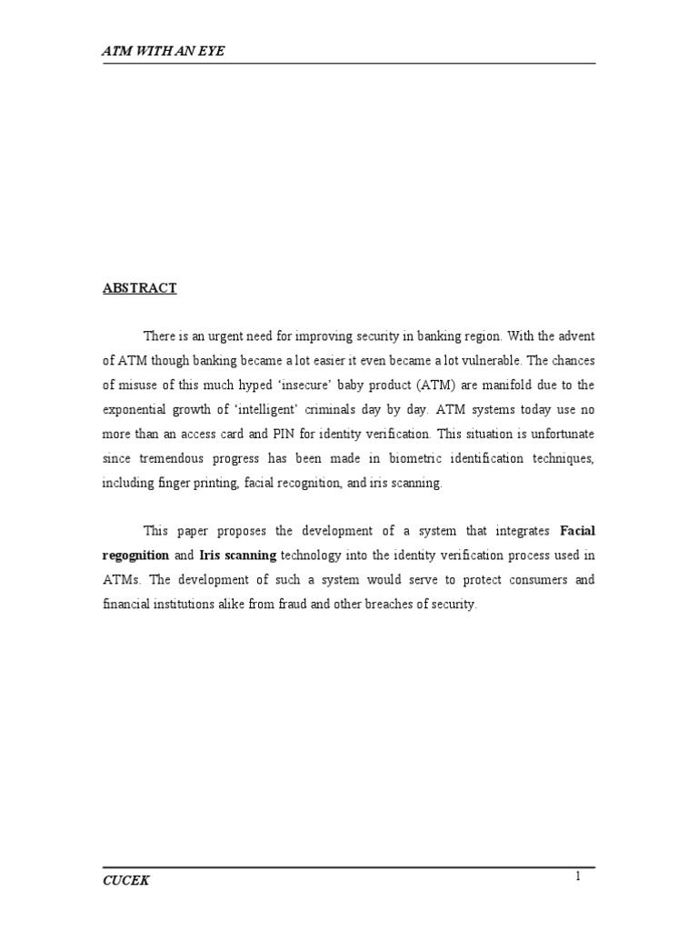 ATM With An Eye Report | PDF