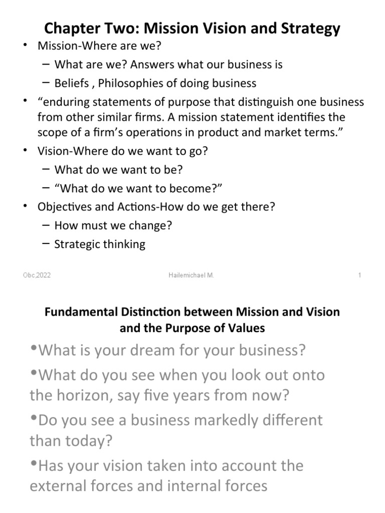 Chapter 2 Vision, Mission and Strategy | PDF | Corporate Social ...