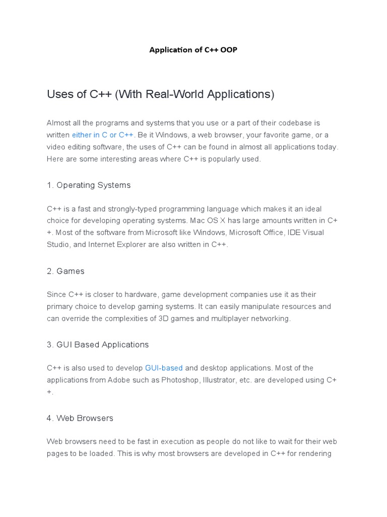 Application of C | PDF | Application Software | C++
