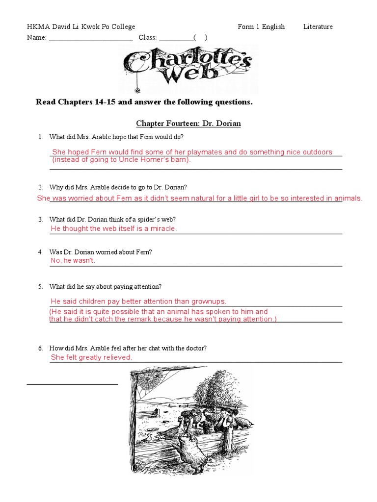 Microsoft Word - Charlotte's Web WS CH 14-15 | PDF | Language Arts ...