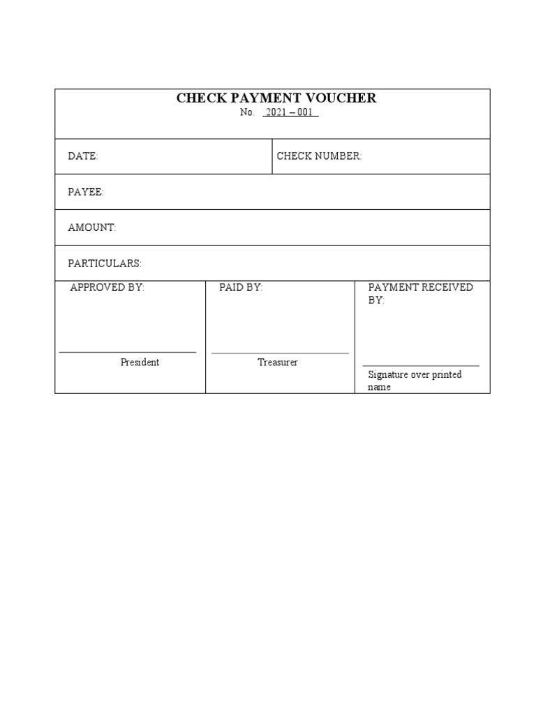 Check Payment Voucher 2021-001 | PDF