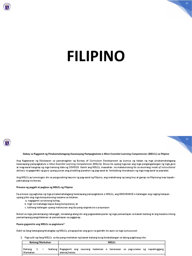 FILIPINO K To 12 MELCS G7 12 | PDF