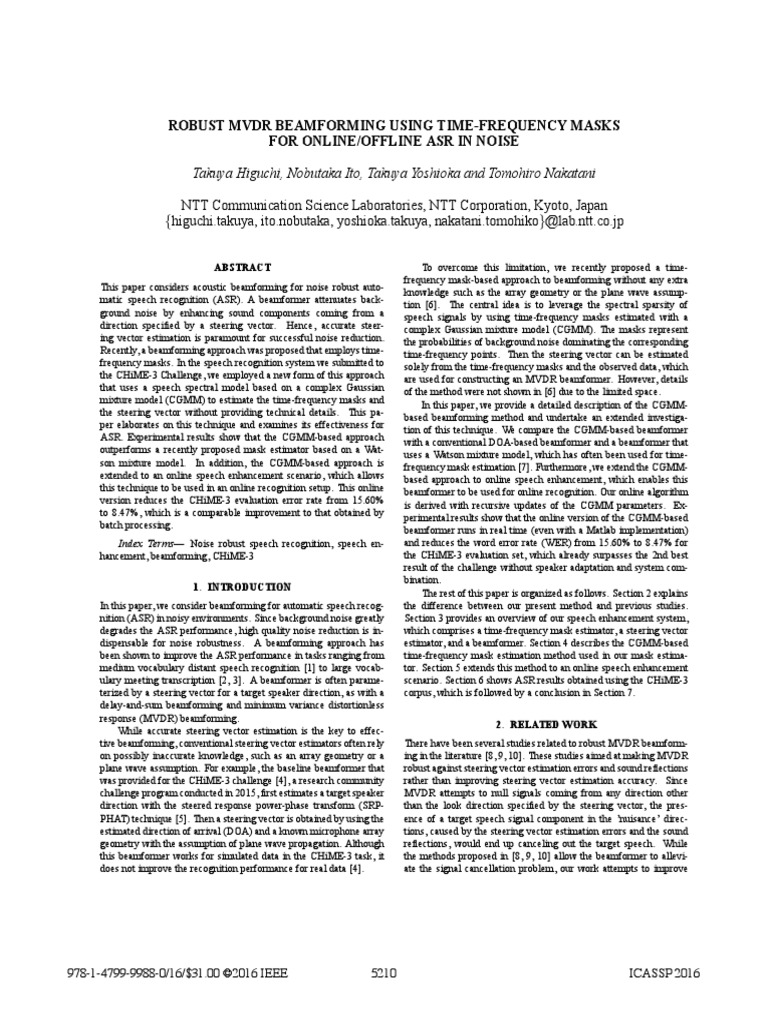 Noise-Resilient ASR with CGMM Beamforming | PDF | Speech Recognition ...