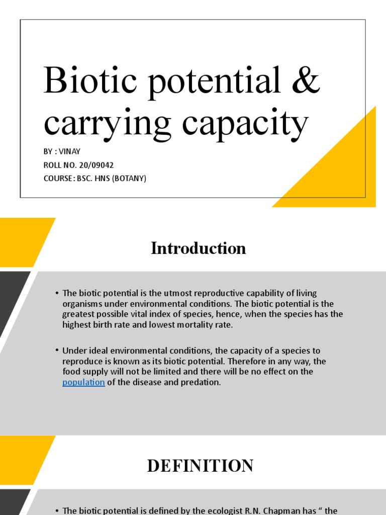 Biotic Potential by Vinay 2009026 | PDF | Ecosystem | Natural Environment