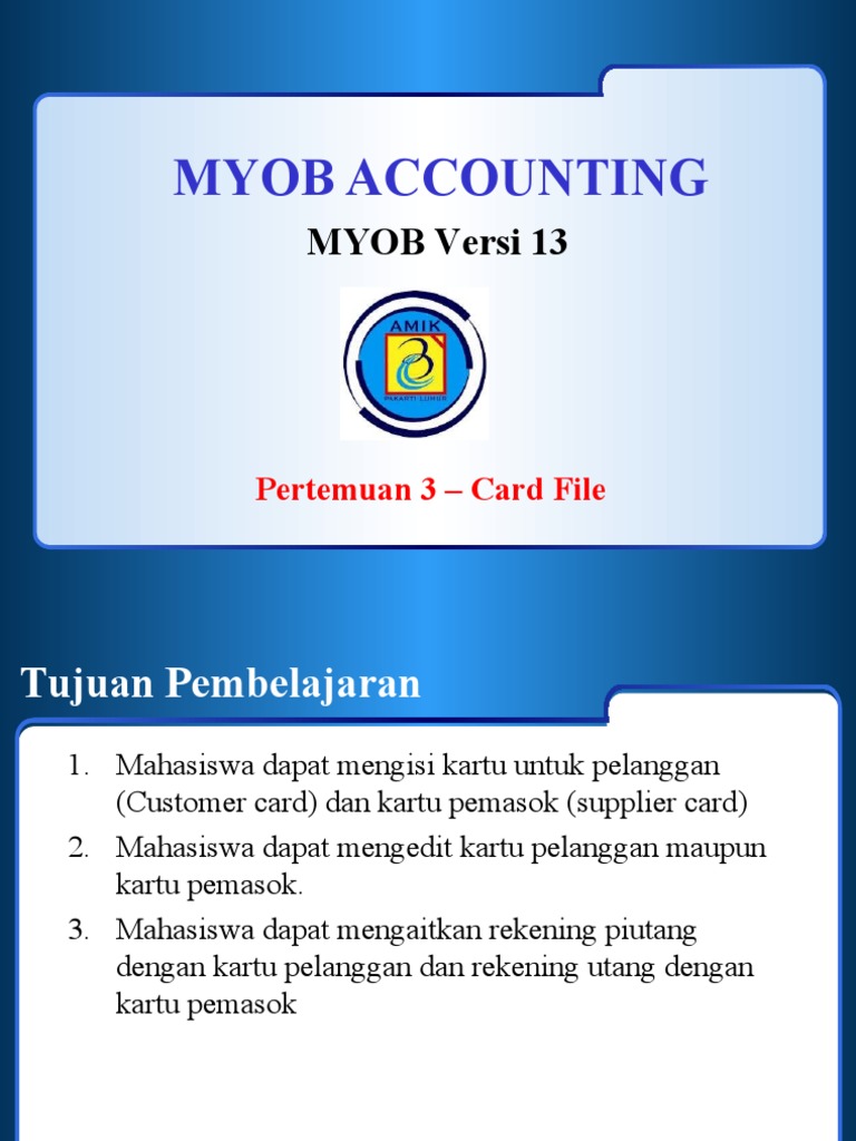 Panduan MYOB: Mengelola Card File | PDF