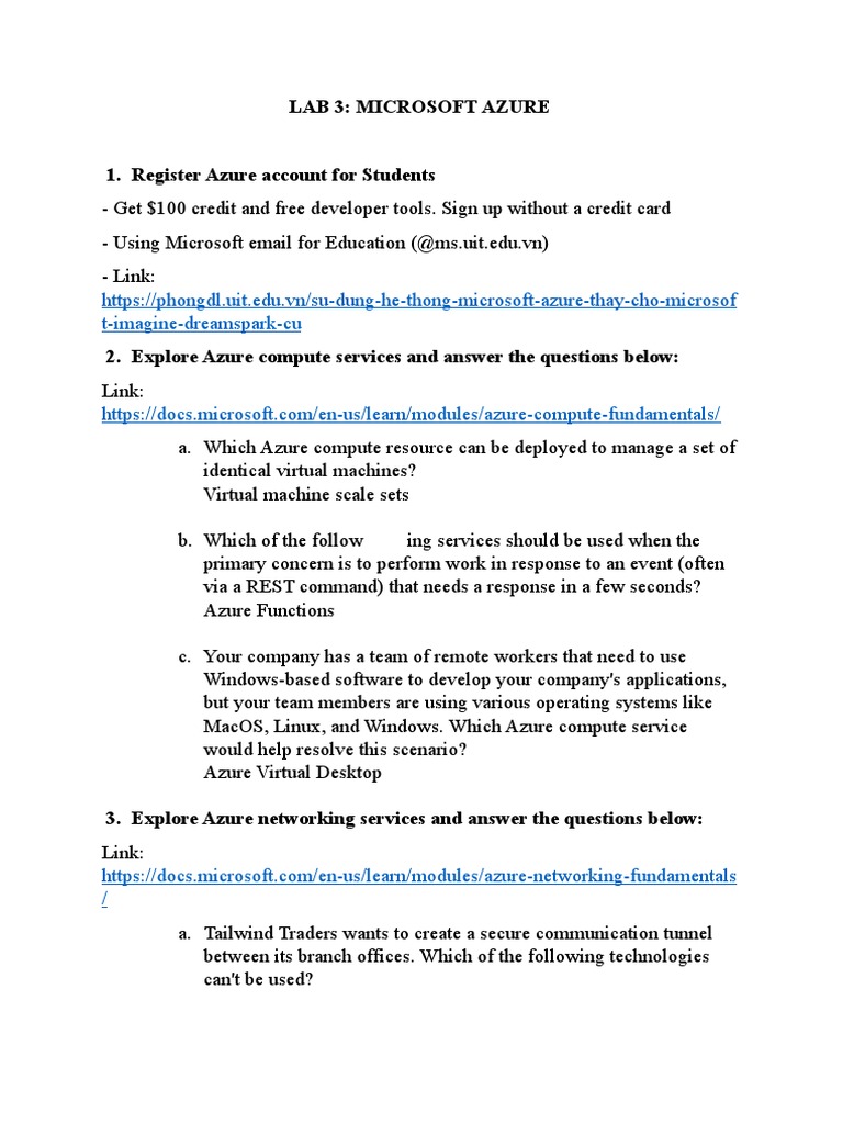 Lab3 21521787 | Download Free PDF | Microsoft Azure | Computer Network