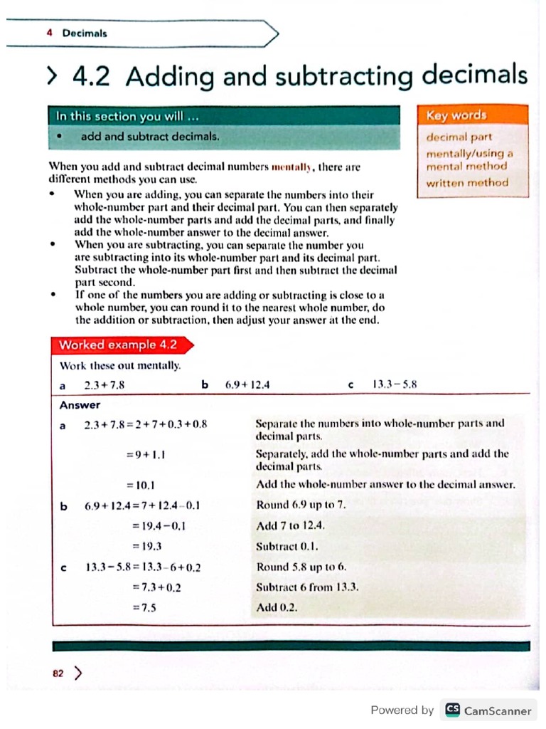 4.2 Adding and Subtracting Decimal | PDF