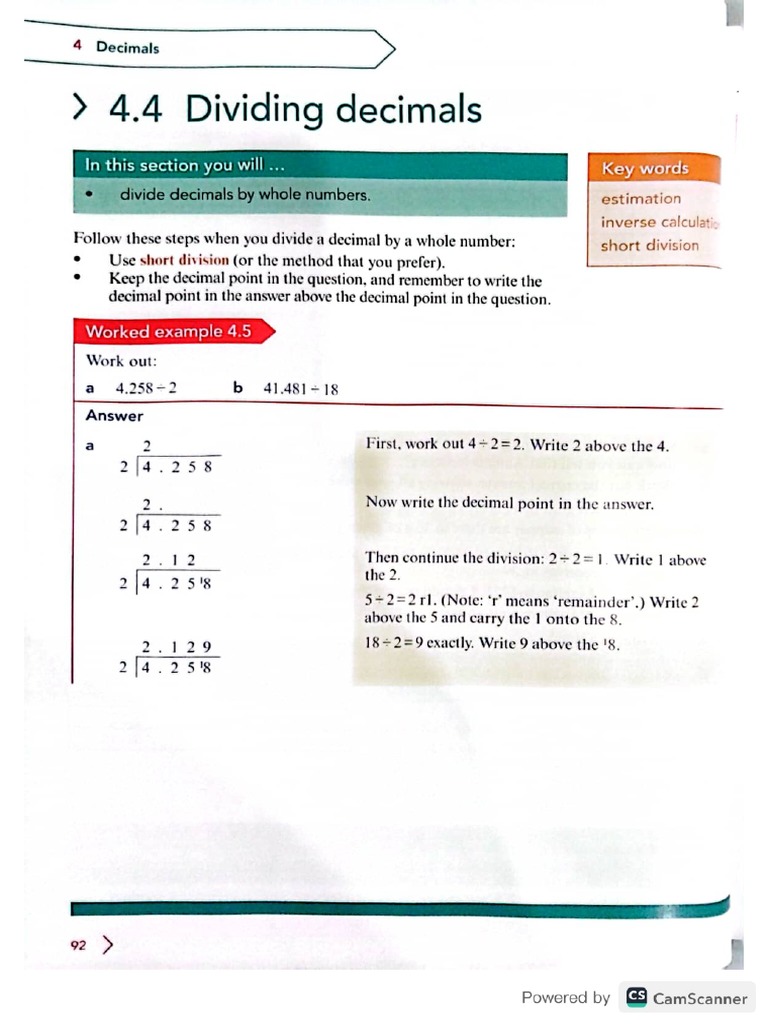4.4 Dividing Decimals | PDF