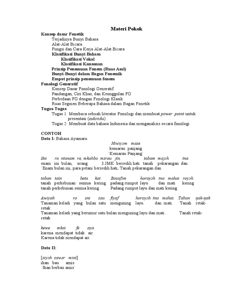 Materi Fonologi (Repaired) | PDF | Kajian Bahasa Asing | Seni