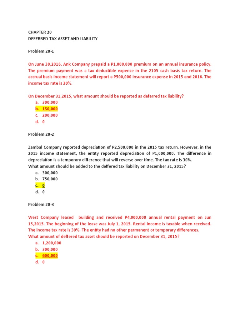 Deferred Tax Asset and Liability | PDF | Deferred Tax | Tax Expense