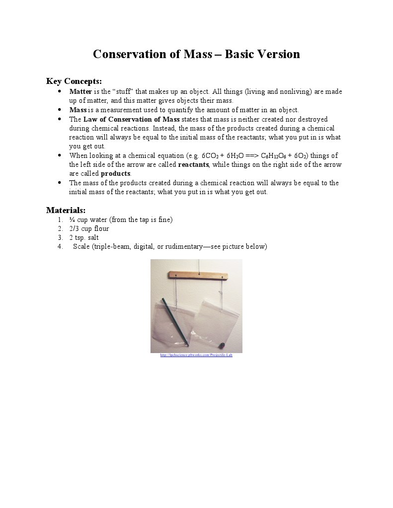 Conservation of Mass in Chemical Reactions | PDF | Mass | Matter