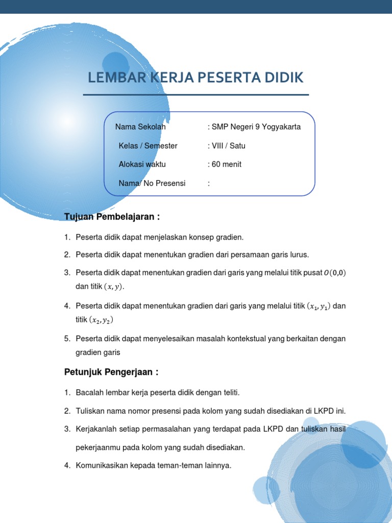 LKPD Pertemuan 3 - Persamaan Garis Lurus | PDF LKPD Pertemuan 3 - Persamaan Garis Lurus | PDF