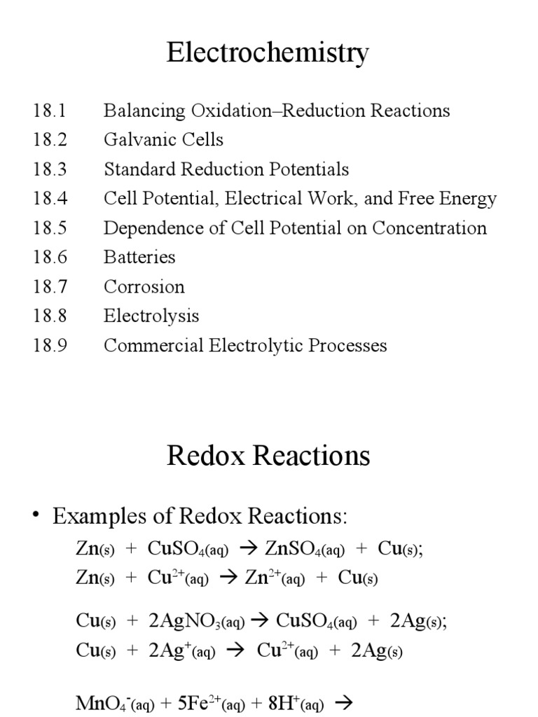 Electrochemistry for Students | PDF | Redox | Electrochemistry