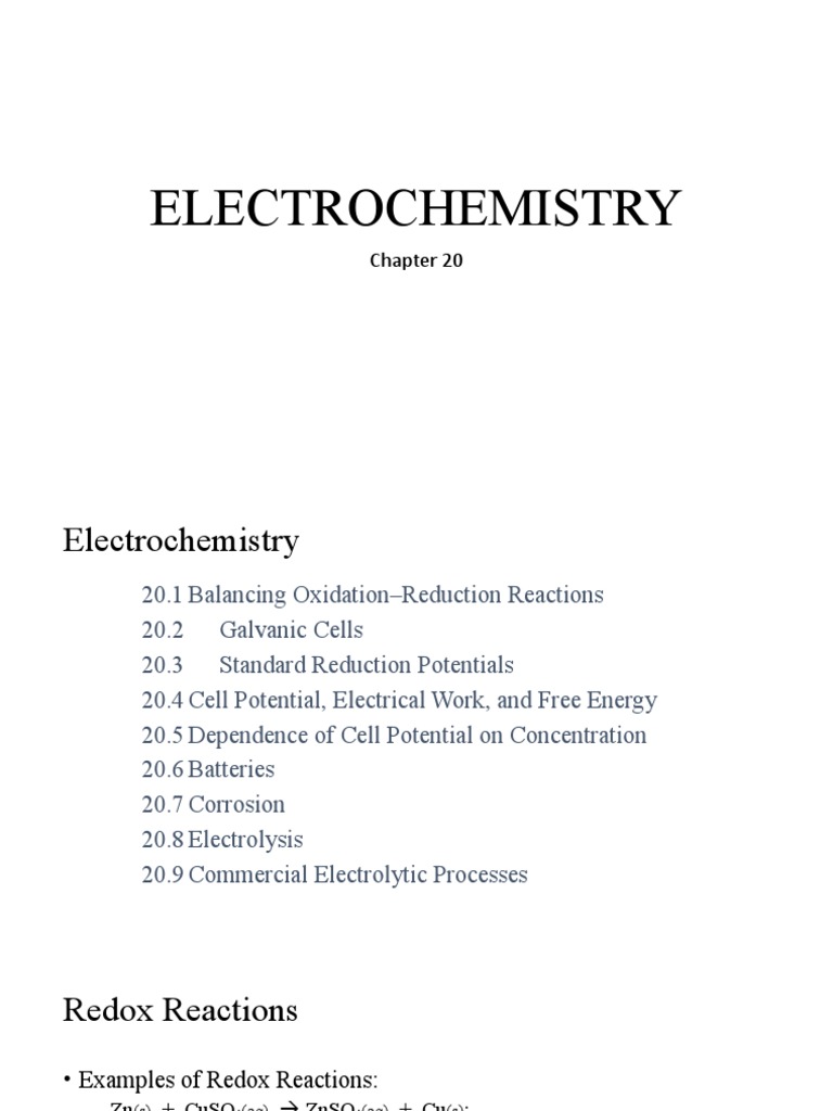 Understanding Electrochemistry Concepts | PDF | Redox | Electrochemistry