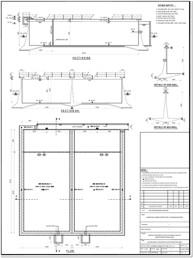 SBR STP 5.83MLD GA Drawing | PDF | Hydrology | Environmental Engineering