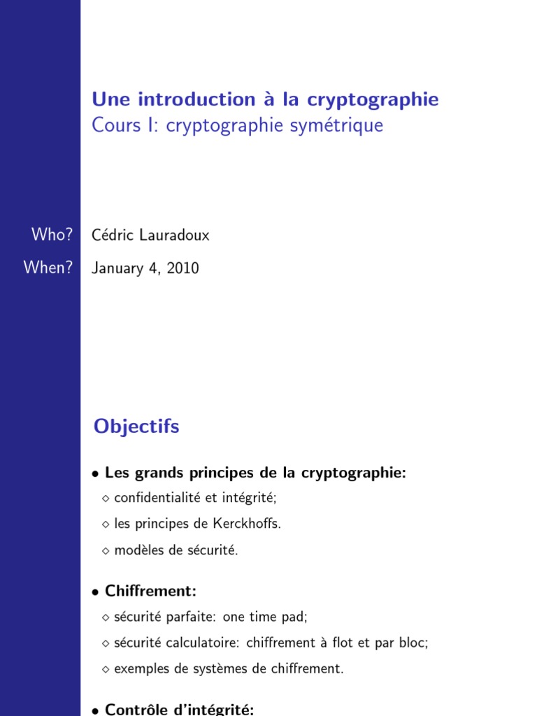 Symetrique | PDF | Cryptographie | Cryptanalyse