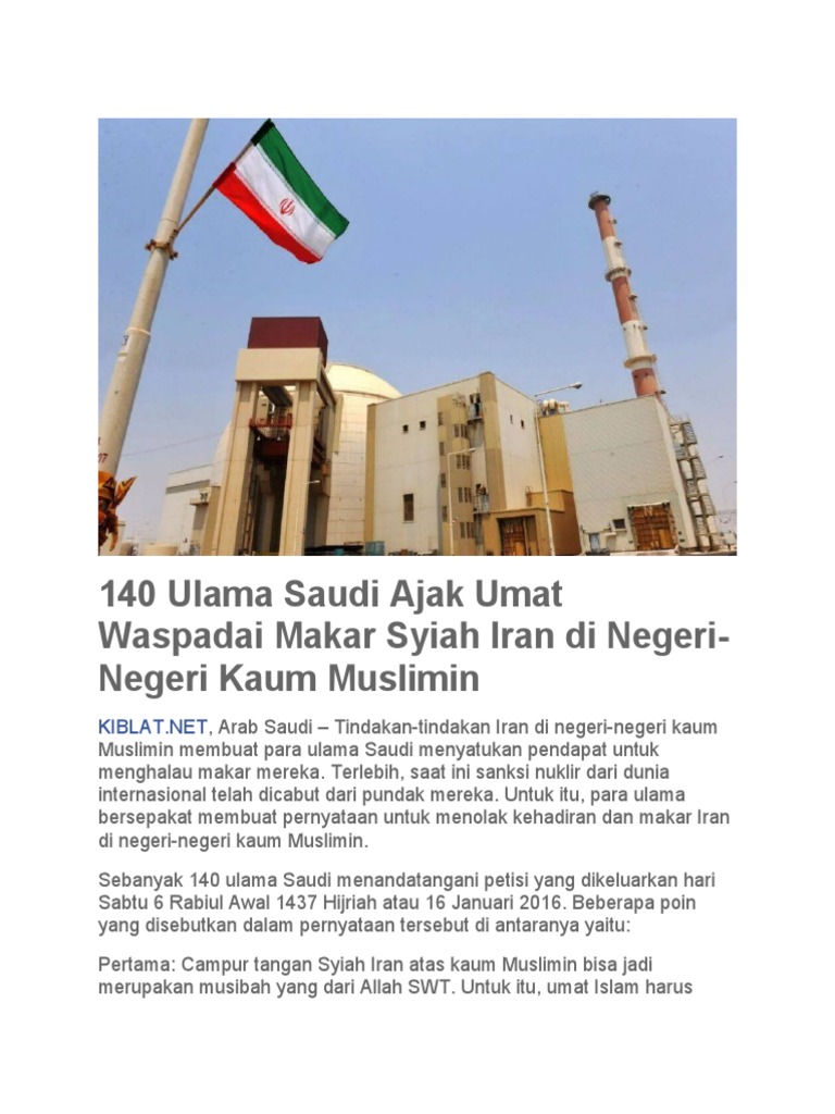 140 Ulama Saudi Ajak Umat Waspadai Makar Syiah Iran Di Negeri-Negeri ...