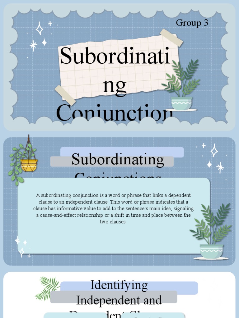 Understanding Subordinating Conjunctions | PDF | Clause | Sentence (Linguistics)