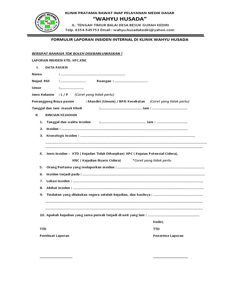 Formulir Laporan Insiden Internal | PDF | Pengelolaan Keuangan & Uang