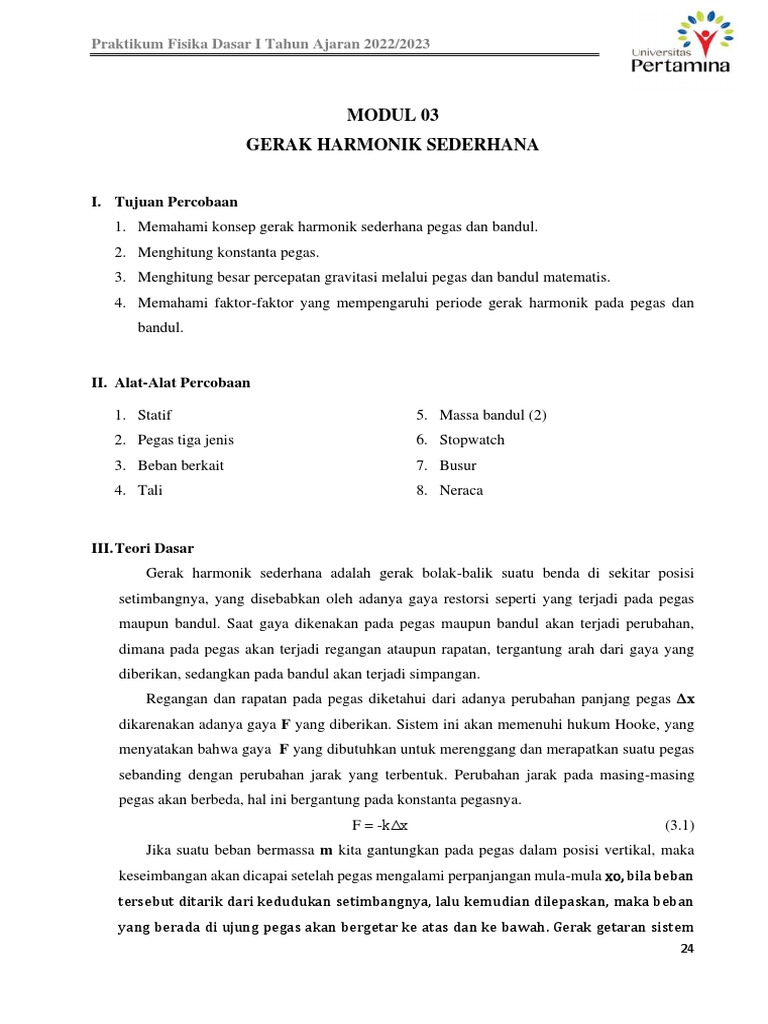 Modul 03 - Gerak Harmonik Sederhana | PDF