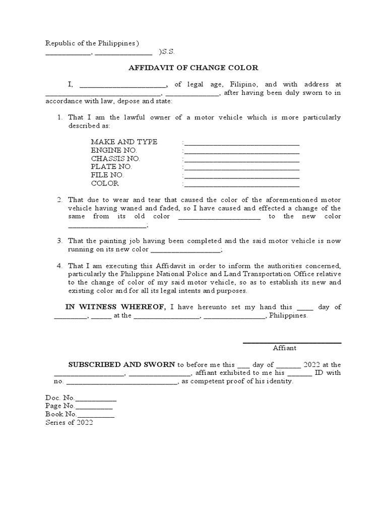 Affidavit of Change Color | PDF