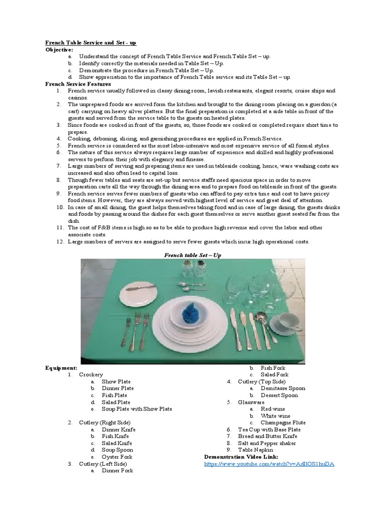 French Table Service and Set | PDF