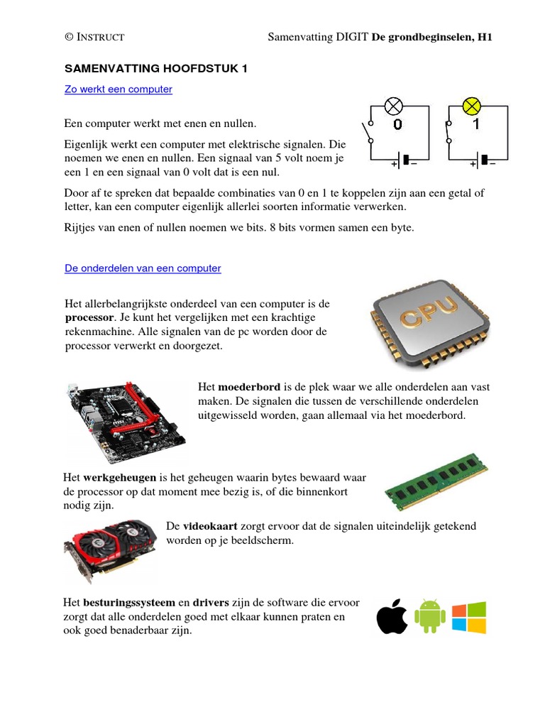 1 Digit - Omgaan-Met-De-Computer - Samenvatting - H1 | PDF