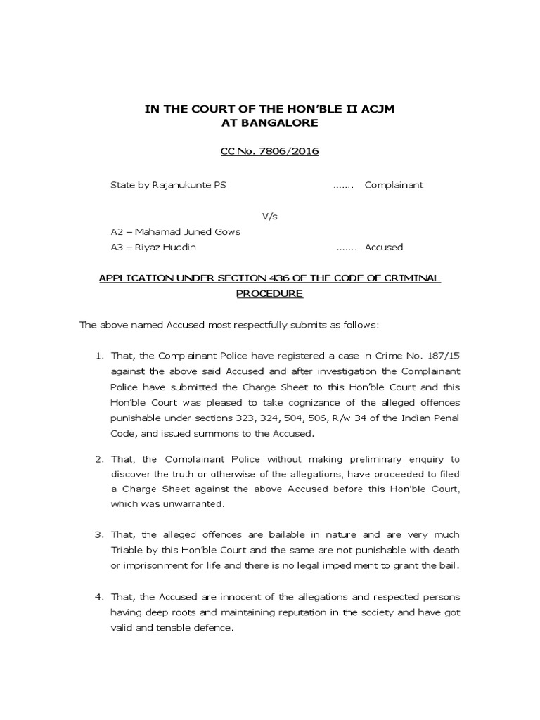 Bail Application 436 - Sanjay Soni | PDF | Bail | Crimes