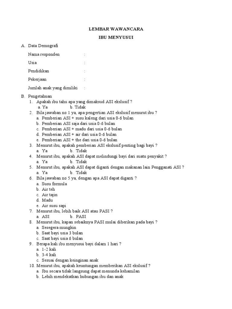 Lembar Wawancara | PDF | Kesehatan Holistik
