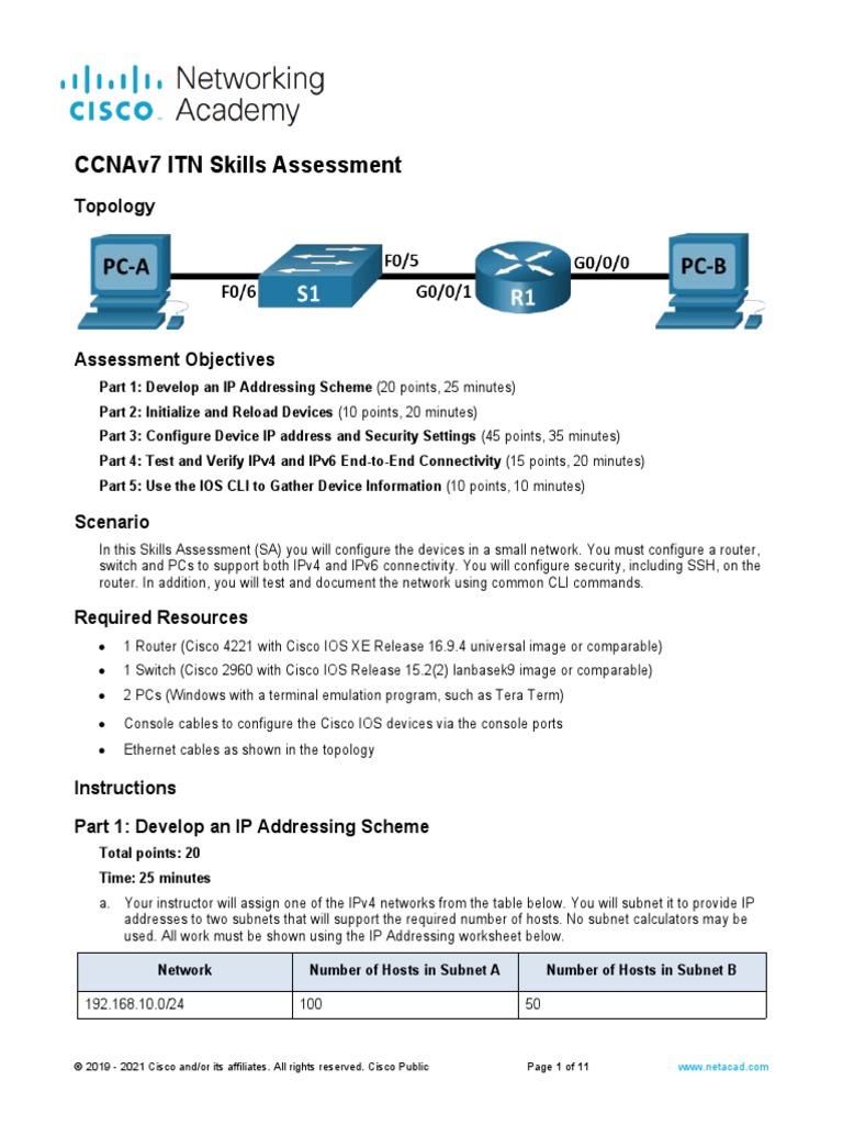 CCNAv7 Skill Exam | PDF | Ip Address | I Pv6